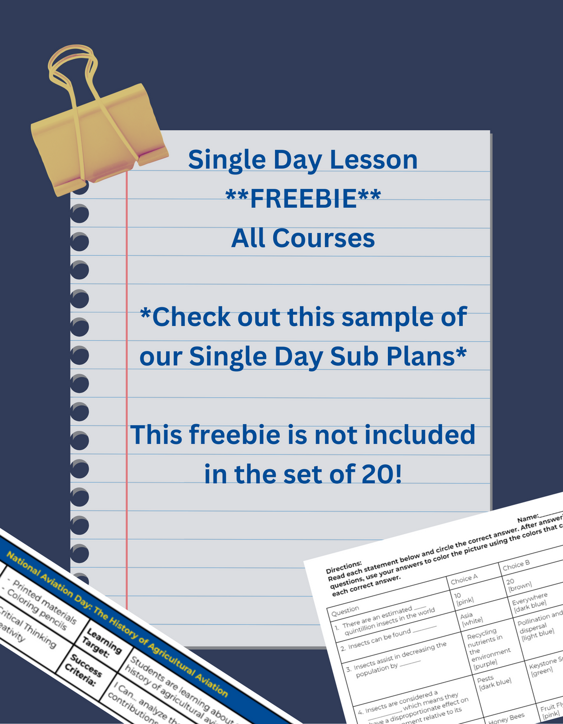 Single Day Sub Plan-FREEBIE – OwlBeReady